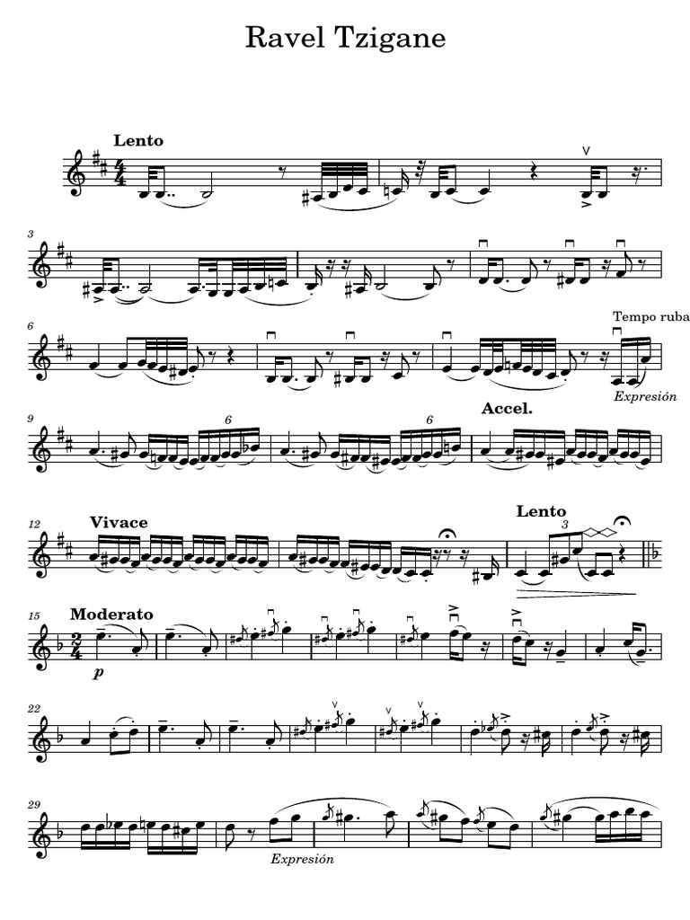 Tzigane Maurice Ravel Ravel Tzigane | PDF | Musical Notation | Musical ...