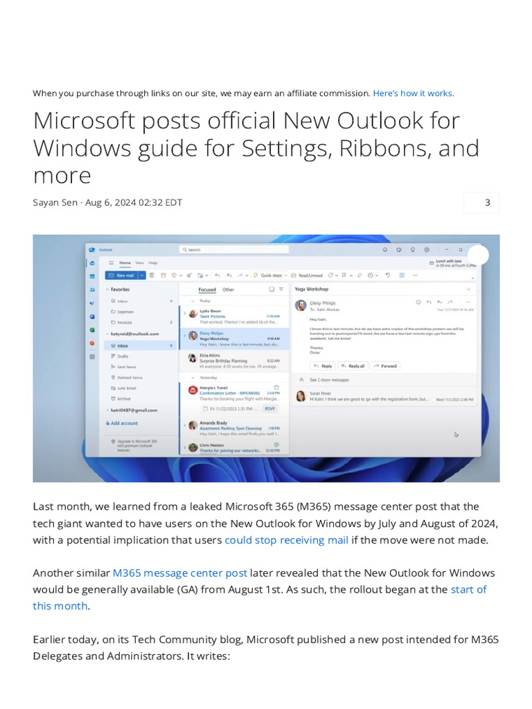 Microsoft Posts Official New Outlook For Windows Guide For Settings ...