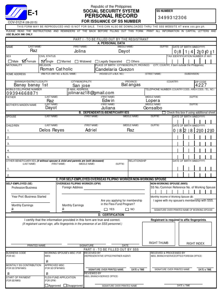SSSForms Personal Record444444444 | PDF | Identity Document | Annulment
