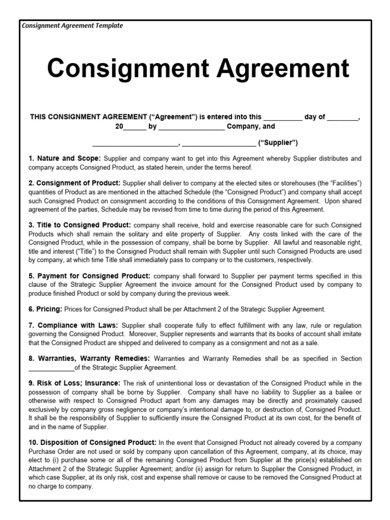 6-consignment_agreement_template | PDF | Private Law | Business Law