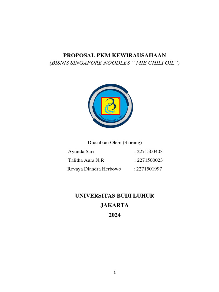 Proposal BMC Chili Oil | PDF