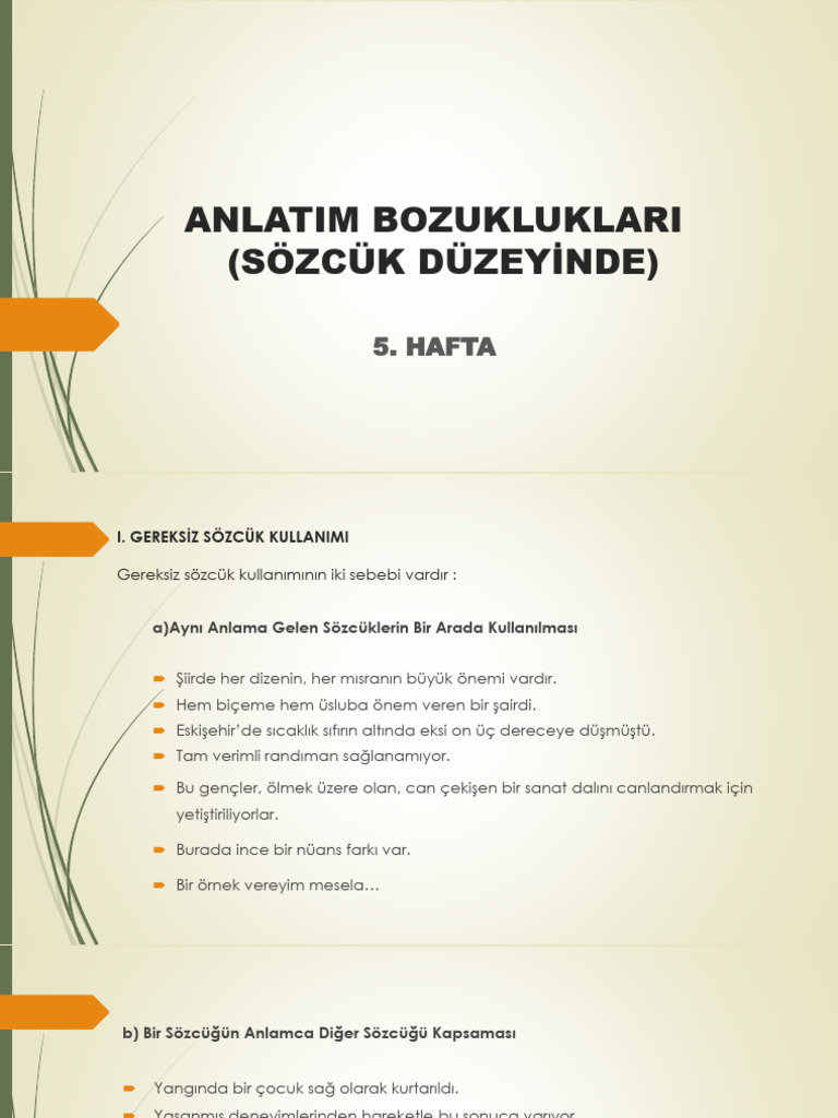 5.hafta-Sozcuk Duzeyinde Anlatim Bozukluklari | PDF