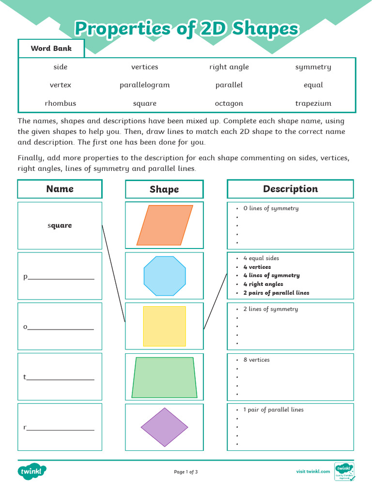 T M 1714600566 Year 5 Properties of 2d Shapes Activity Sheet | PDF ...