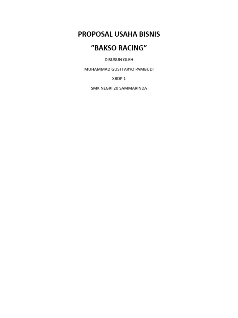 Proposal Usaha Bakso Racing Sederhana | PDF