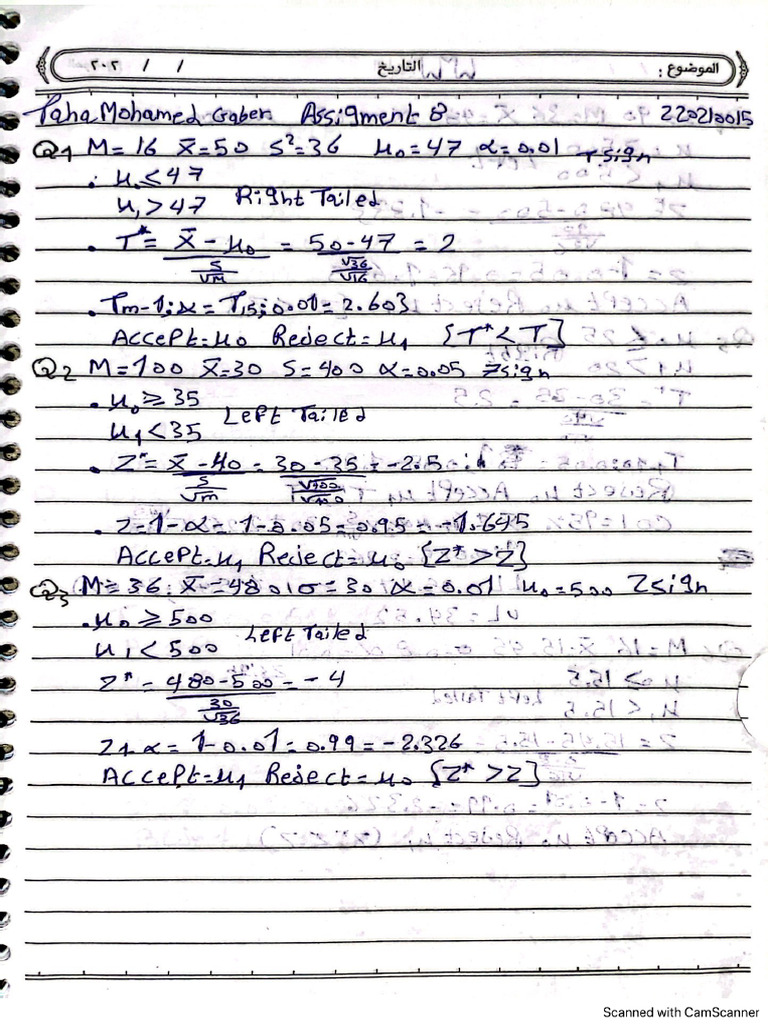 Stat.2 Assignment 8 | PDF
