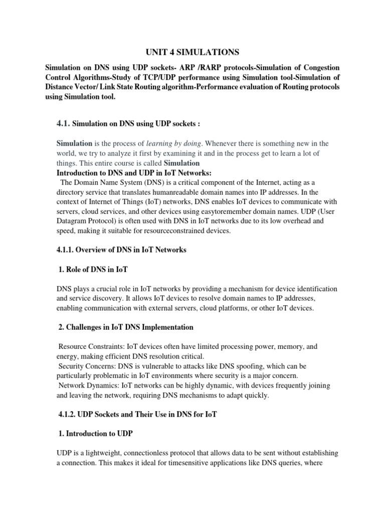 Unit 4 Simulation Notes | PDF | Network Congestion | Routing