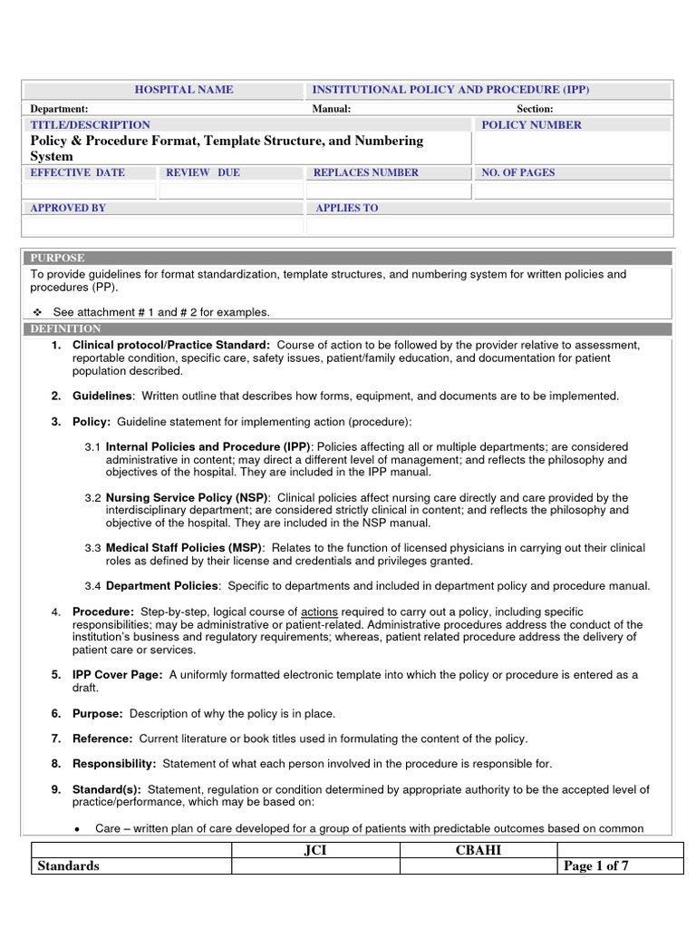 03 CCU Policy & Procedure Format | PDF | Policy | Medicine