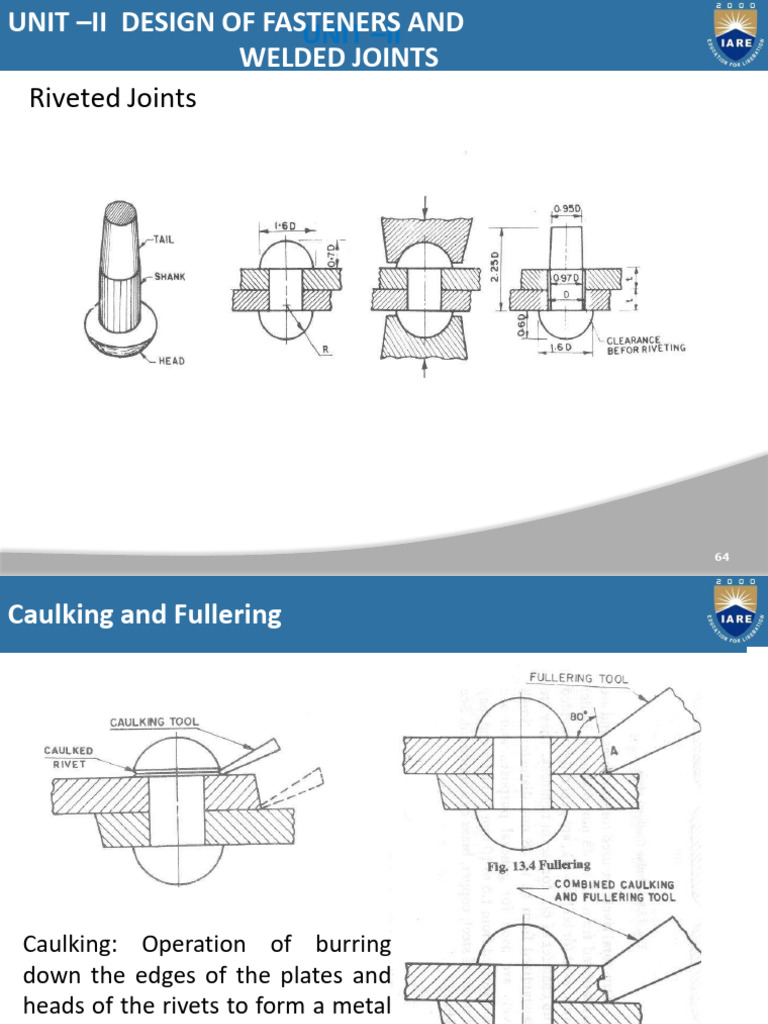 Caulking and Fullering in Riveted Joints | PDF | Screw | Metalworking