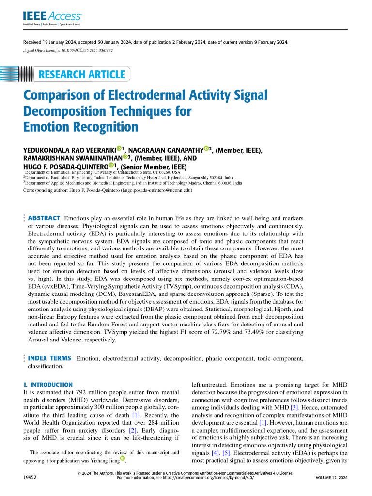 Comparison Of Electrodermal Activity Signal Decomposition Techniques