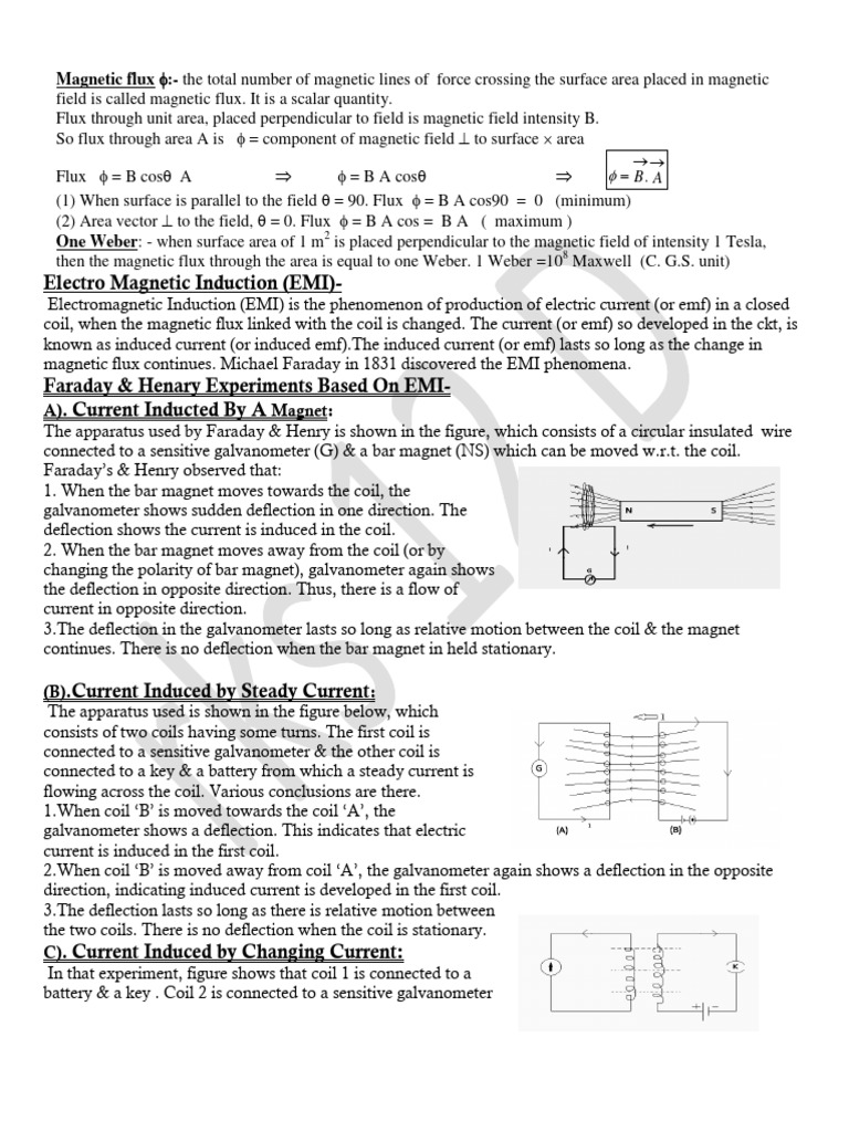 CLASS XII Chapter 6 EMI Notes | PDF | Electromagnetic Induction | Inductor