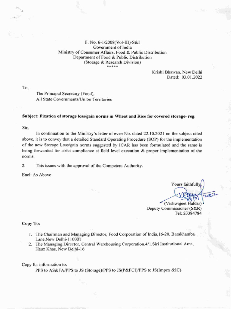 SOP Storage Dated 03.01.2022 - 31.10.2022 | PDF