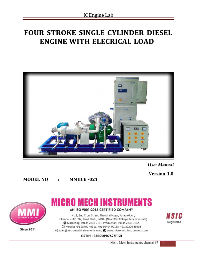 Manual-Kirloskar-Diesel Engine-With Electical load-Draft-19Nov23 | PDF ...