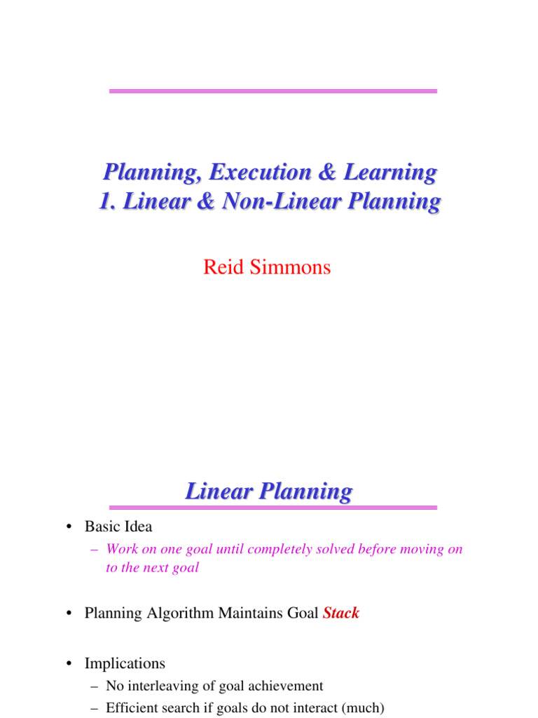 Unit 8 - Planning, Execution & Learning Planning, Execution ...