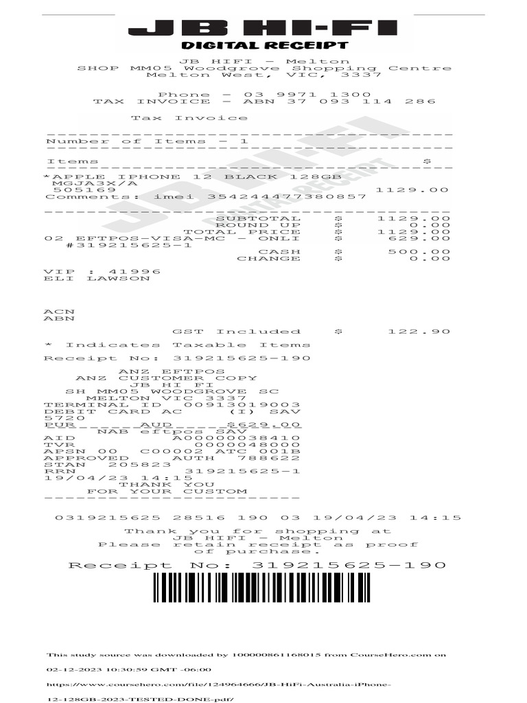 iPhone 12 Purchase Receipt | PDF | Payments | I Phone