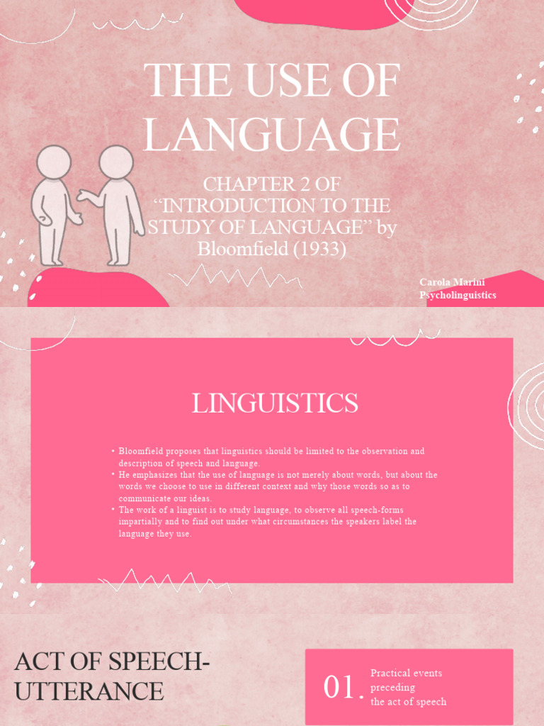 Language Use in Bloomfield's Theory | PDF | Linguistics | Speech