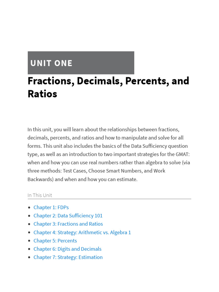 00 Ratios, Fractions, Percentage | PDF | Decimal | Mathematical Notation