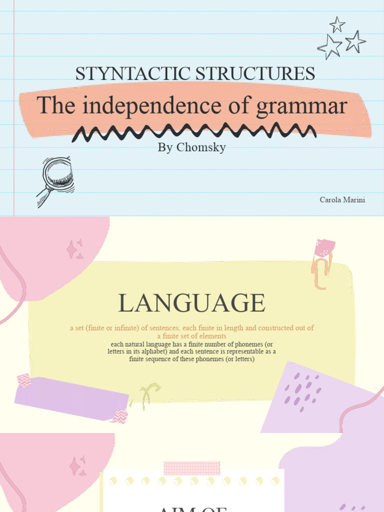 Ch 2 and 8-Syntactic Structures-Carola Marini | PDF | Syntax | Grammar