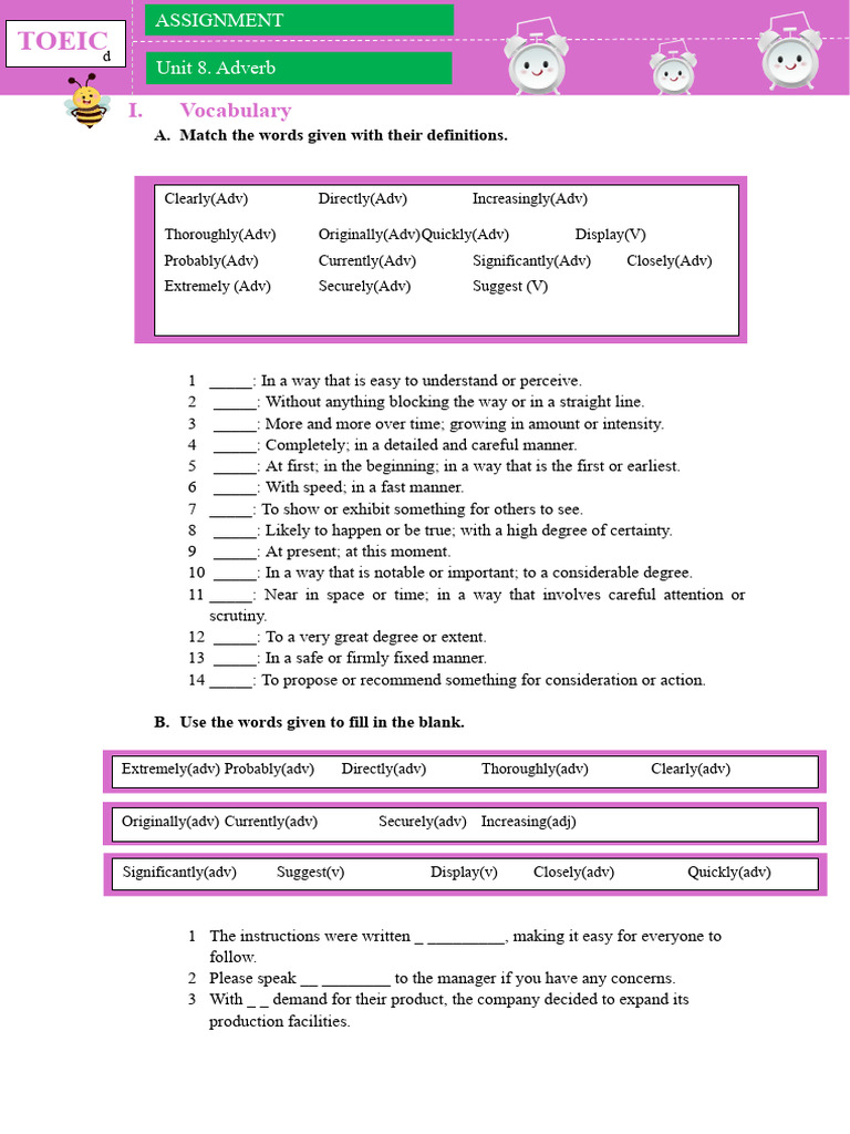 Assignment 8. Adverb | PDF