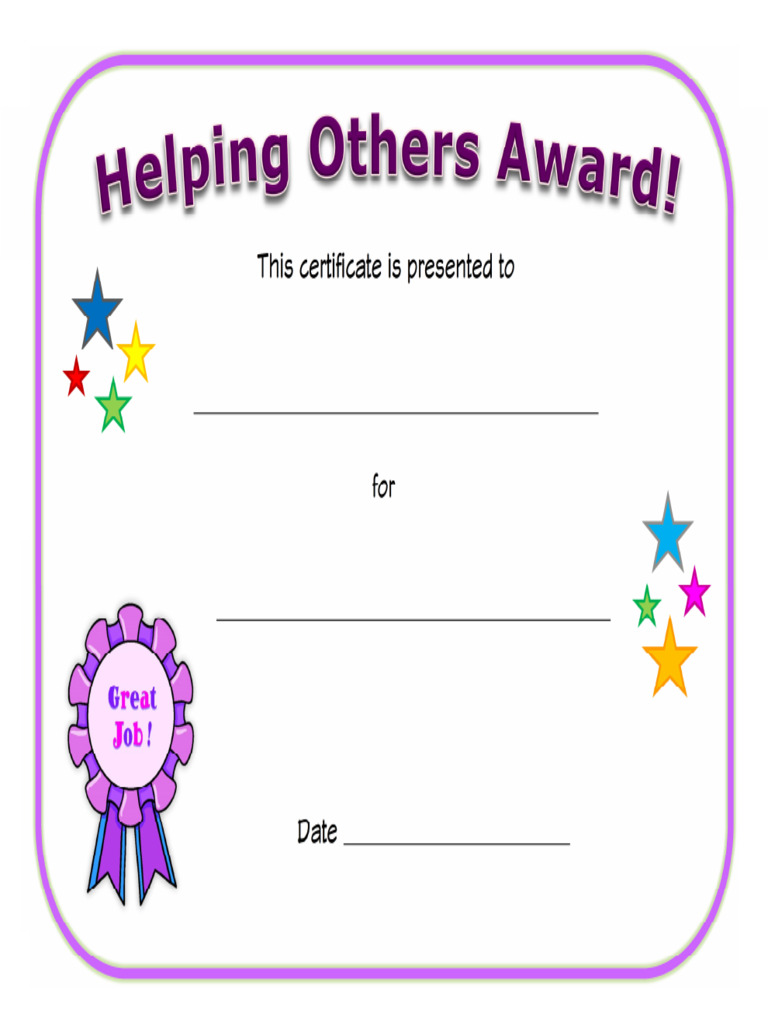 Blank Helping Others Award Certificate | PDF