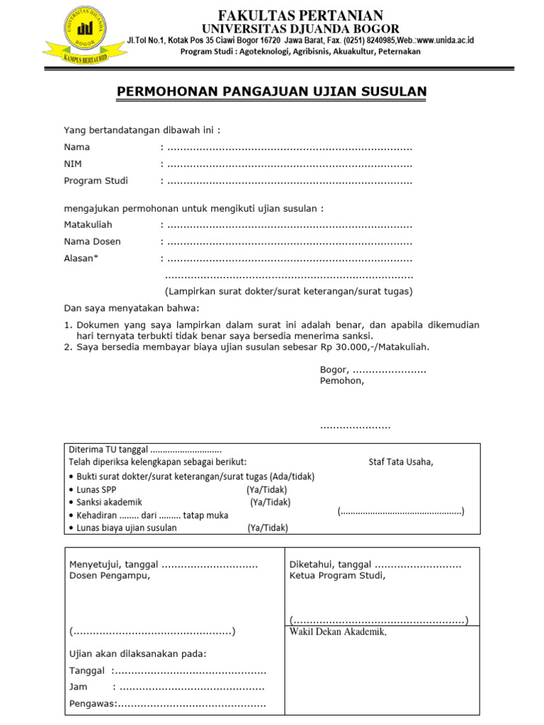 Form Ujian Susulan | PDF