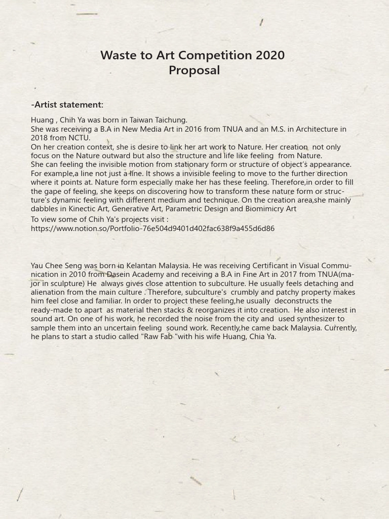 Waste to Art: Kinetic Sculpture Proposal | PDF | Home & Garden