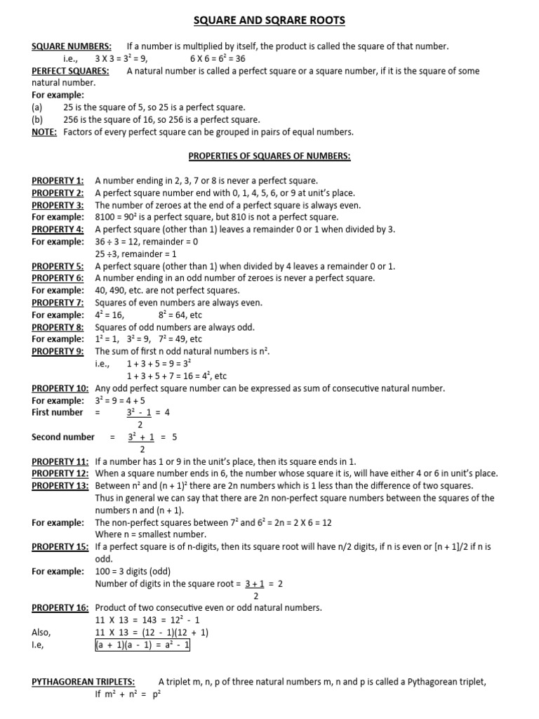 Square and Sqrare Roots | PDF | Numbers | Ring Theory
