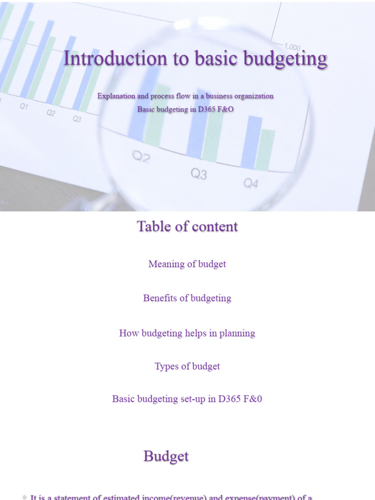 Introduction To Basic Budgeting - D365 | PDF | Budget | Expense