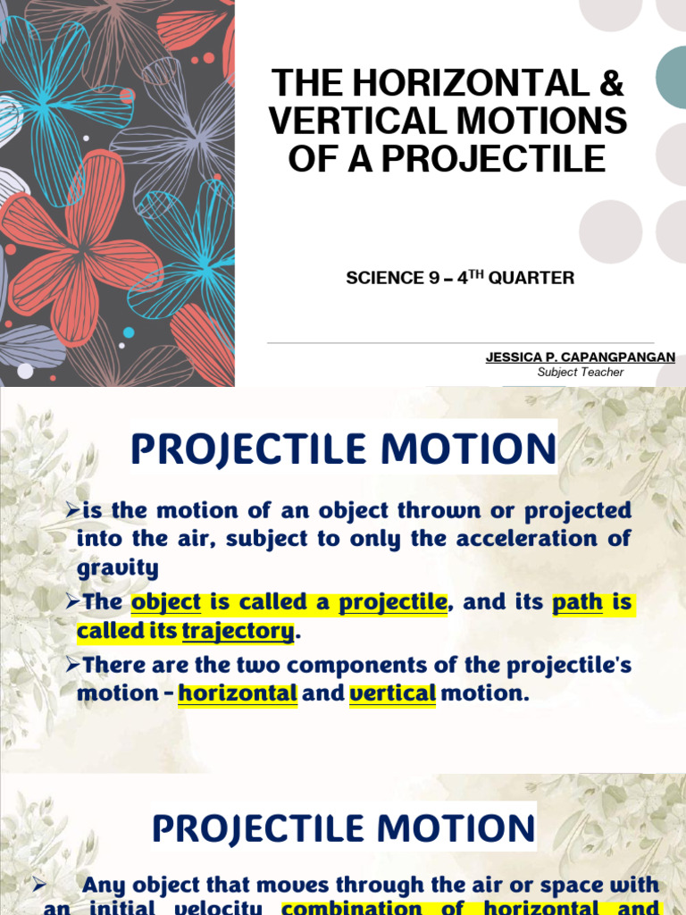 The Horizontal Vertical Motions of A Projectile | PDF | Acceleration ...