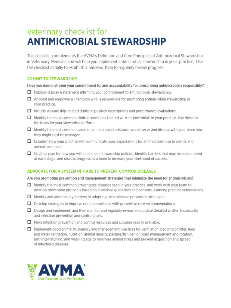 Veterinary Checklist Antimicrobial Stewardship | PDF | Antimicrobial Resistance | Antimicrobial