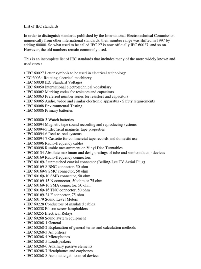 IEC Standards Overview | PDF | Electromagnetic Compatibility ...