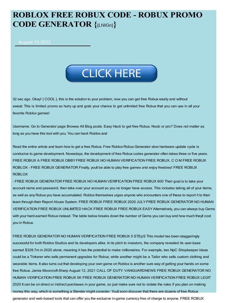 Roblox Free Robux Code - Robux Promo Code Generator : August 10,2022 ...