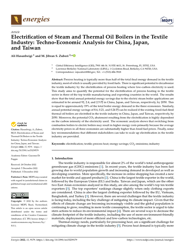 Electrification of Steam and Thermal Oil Boilers in The Textile ...
