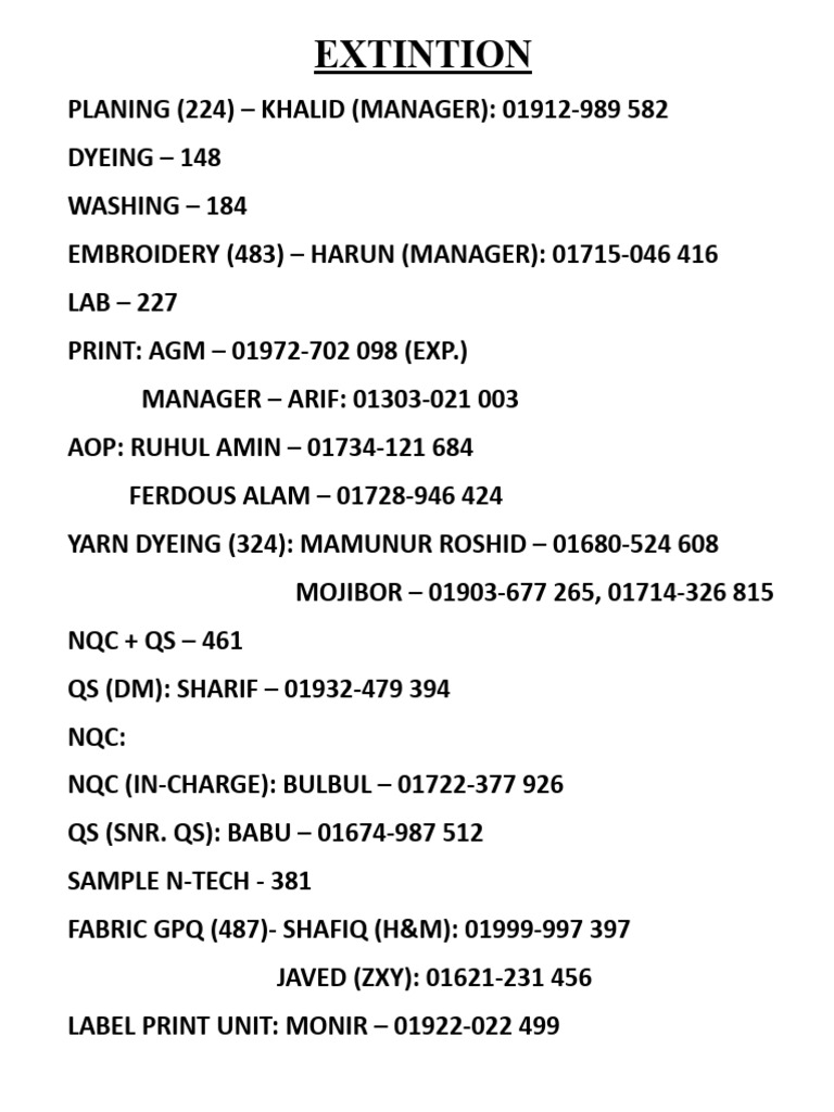 Floor Res. Person | PDF | Textiles | Textile Industry