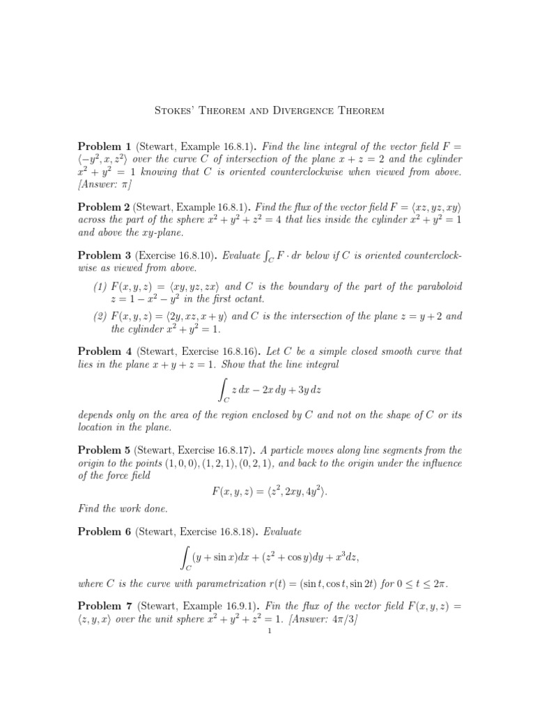 Stokes' Theorem and Divergence Theorem | PDF | Flux | Divergence