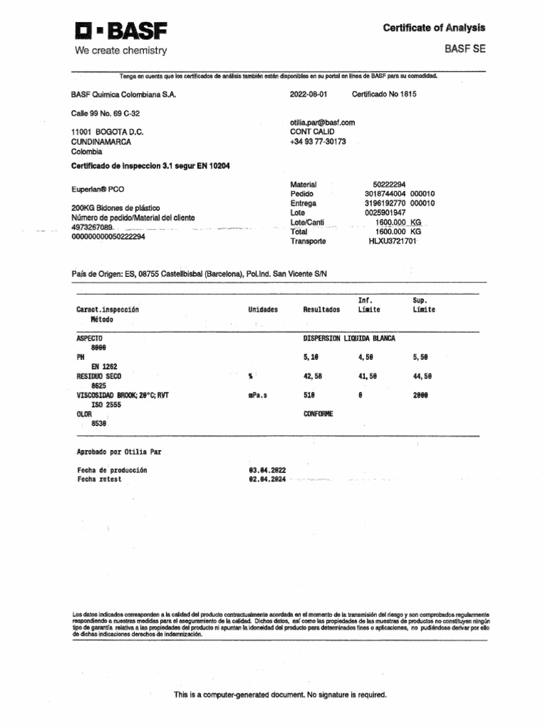 Coa Euperlan Pco | PDF