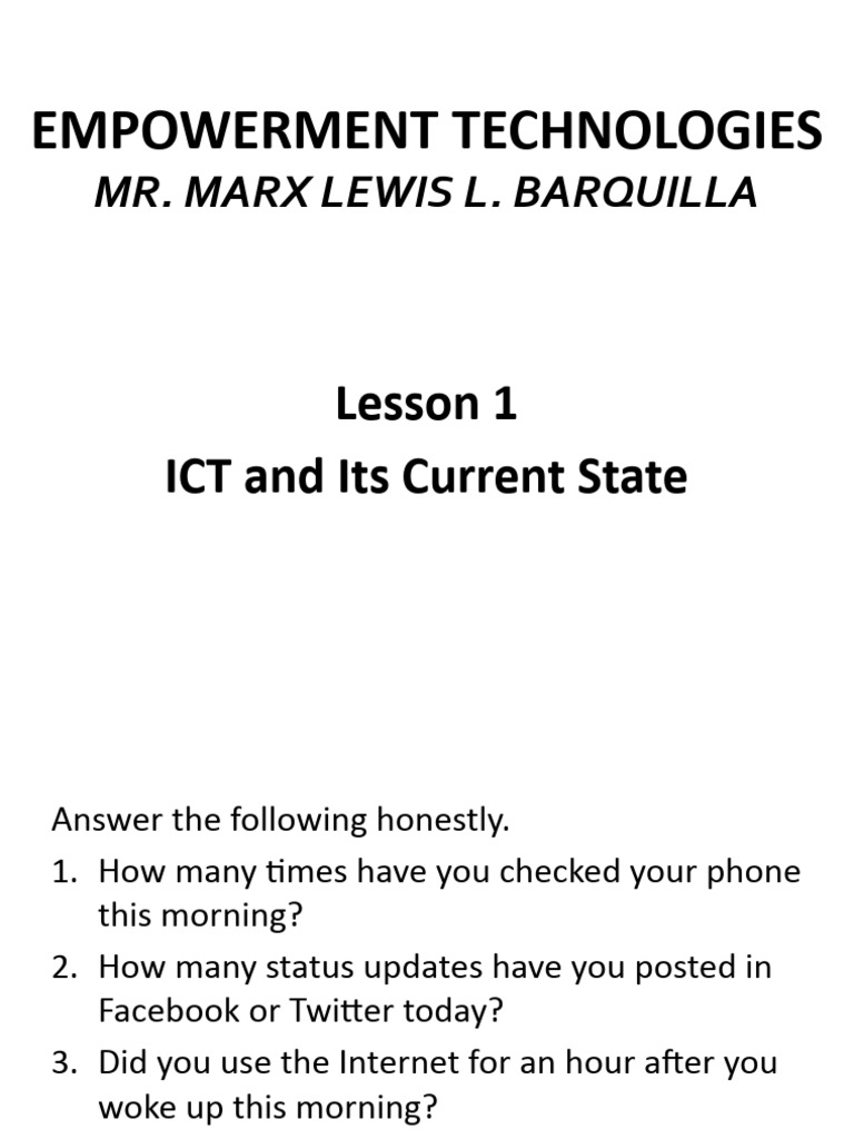 L1 - ICT Ans Its Current State | PDF | World Wide Web | Internet & Web