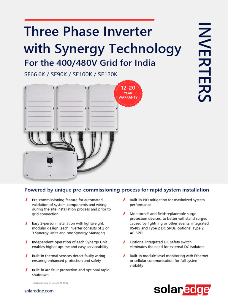 SE66.6K-SE120K Three Phase Inverter With Synergy Technology - IND | PDF ...