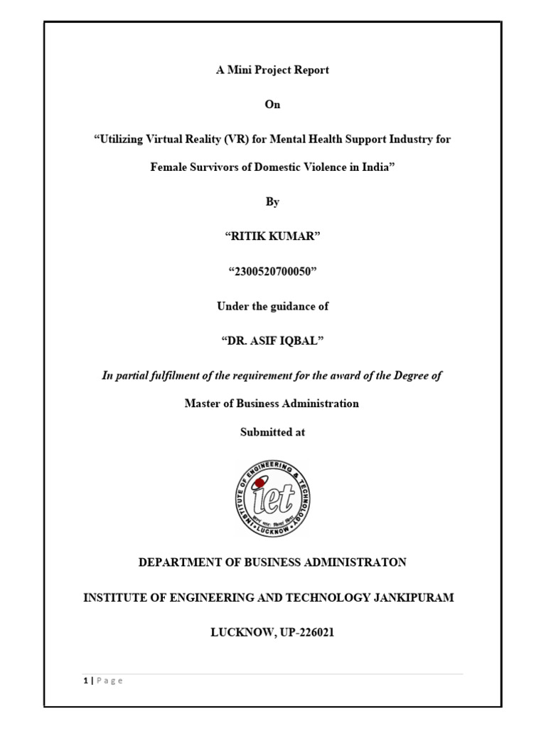 Ritik Final Mini | PDF | Psychological Trauma | Virtual Reality