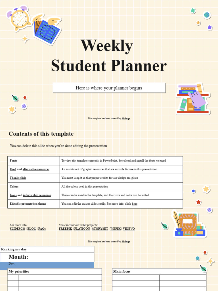 Weekly Student Planner by Slidesgo | PDF | Computing | Software