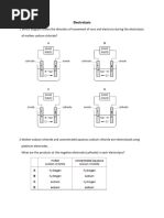 Electrolysis Worksheet | PDF | Electrode | Electrolyte