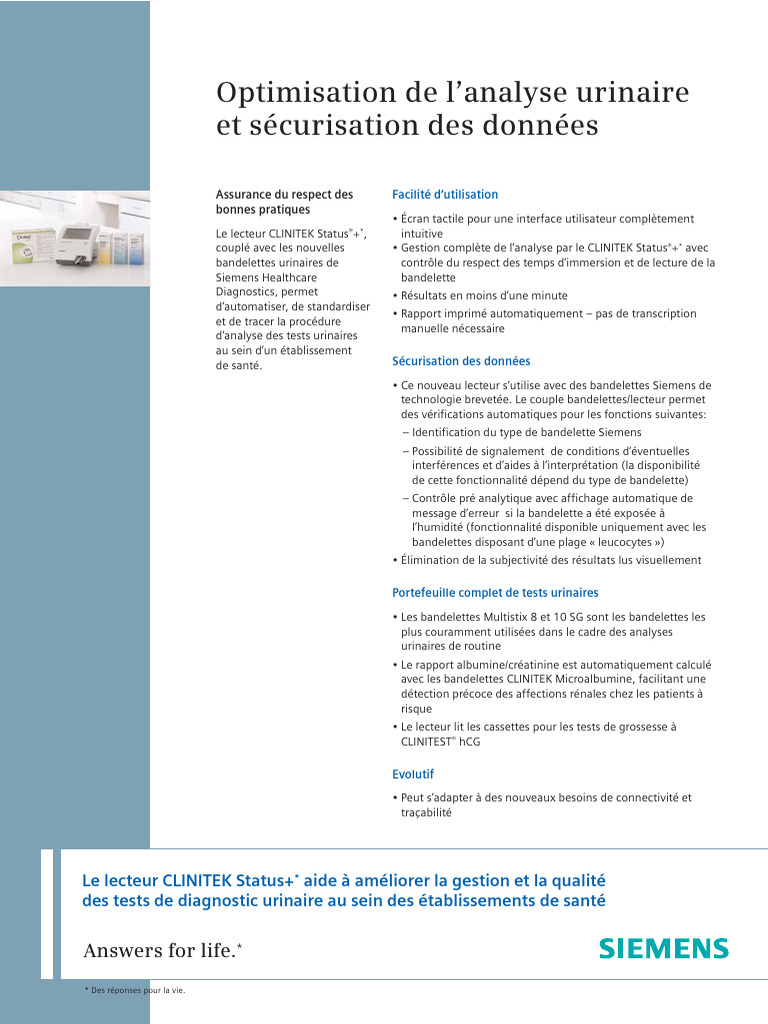 Interprétation des bandelettes urinaires Siemens | PDF | Urine