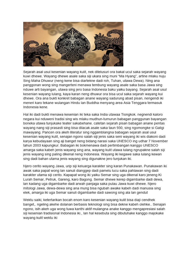 ARTIKEL Wayang Kulit | PDF | Seni
