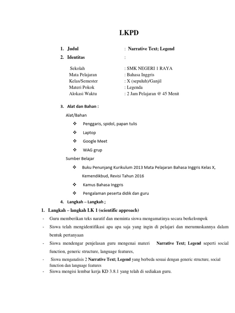 LKPD - Legend - Heni Verti Paska Siagian 1-1 | PDF