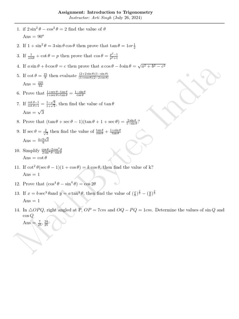 Introduction To Trigonometry | PDF | Mathematical Relations | Rotation