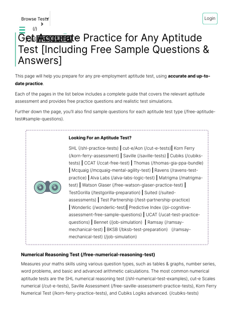 Aptitude Test For Job - Free Sample Questions & Answers (2024) | PDF ...