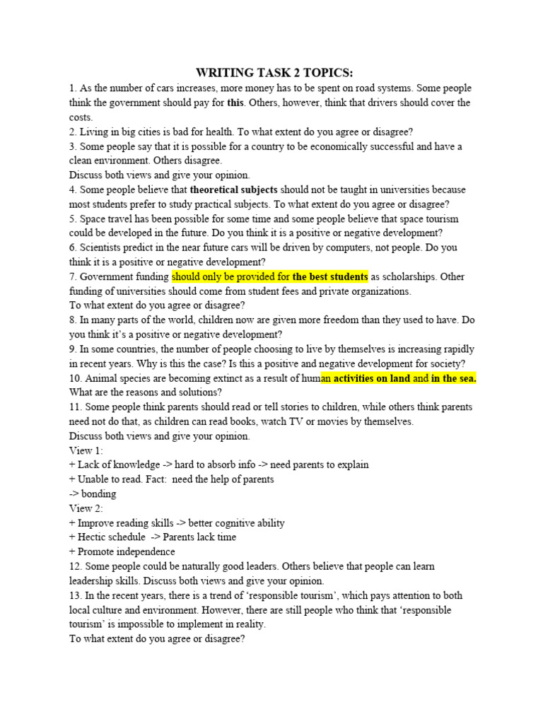 WRITING-TASK-2-TOPICS-1-copy | PDF | Cognitive Science | Psychology