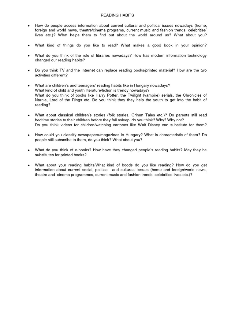Modern Reading and Media Habits | PDF | History