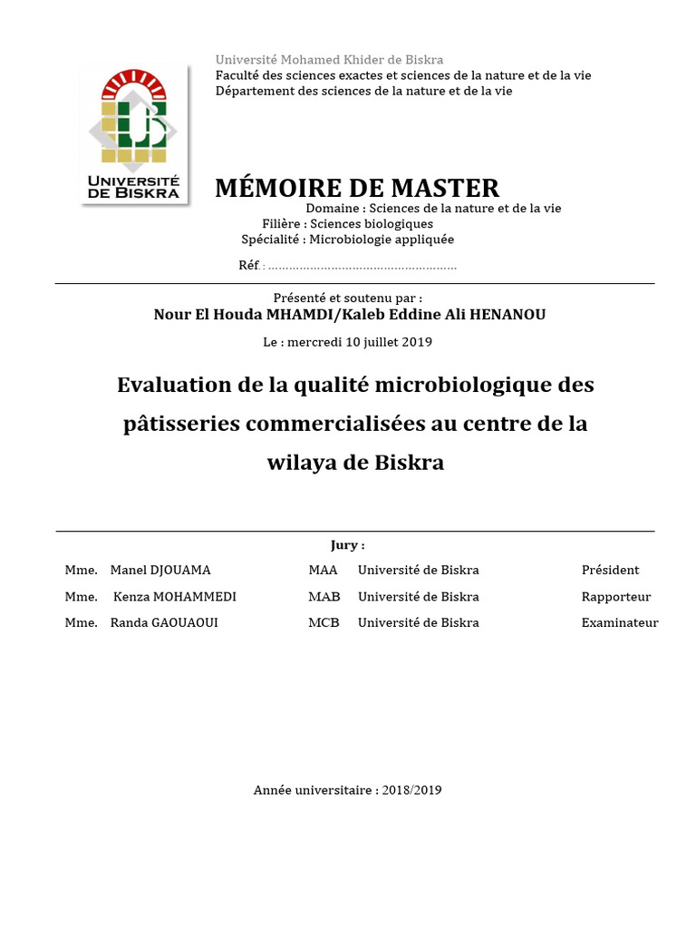 Nour El Houda MHAMDI Et Kaleb Eddine Ali HENANOU | PDF | Staphylococcus ...