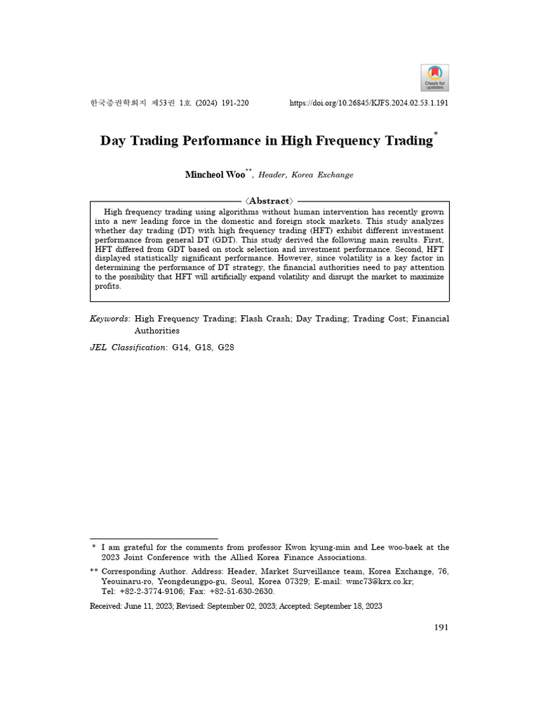 Day Trading Performance in High Frequency Trading | PDF Day Trading Performance in High Frequency Trading | PDF