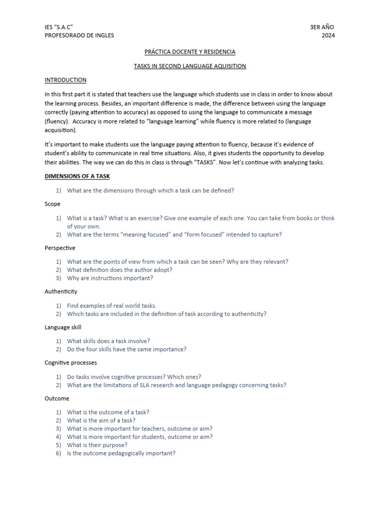 Práctica Docente y Residencia | PDF | Fluency | Second Language Acquisition